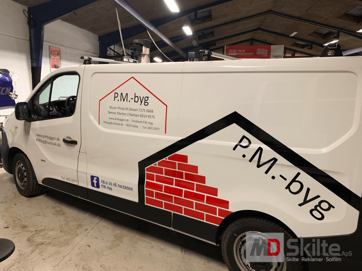 Bilreklame for PM Byg - Nyheder - MD Skilte ApS